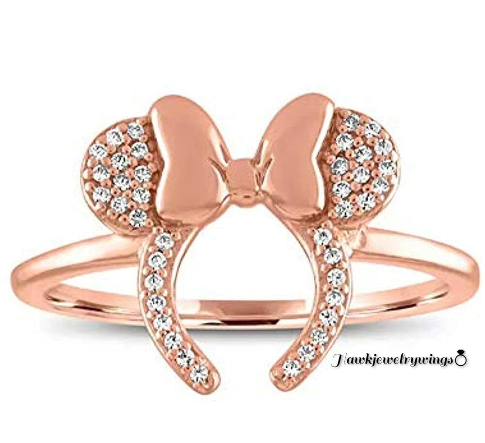 1.00ct Mouse Headband Ring,mickey Mouse & Minnie Mouse Engagement Ring ...