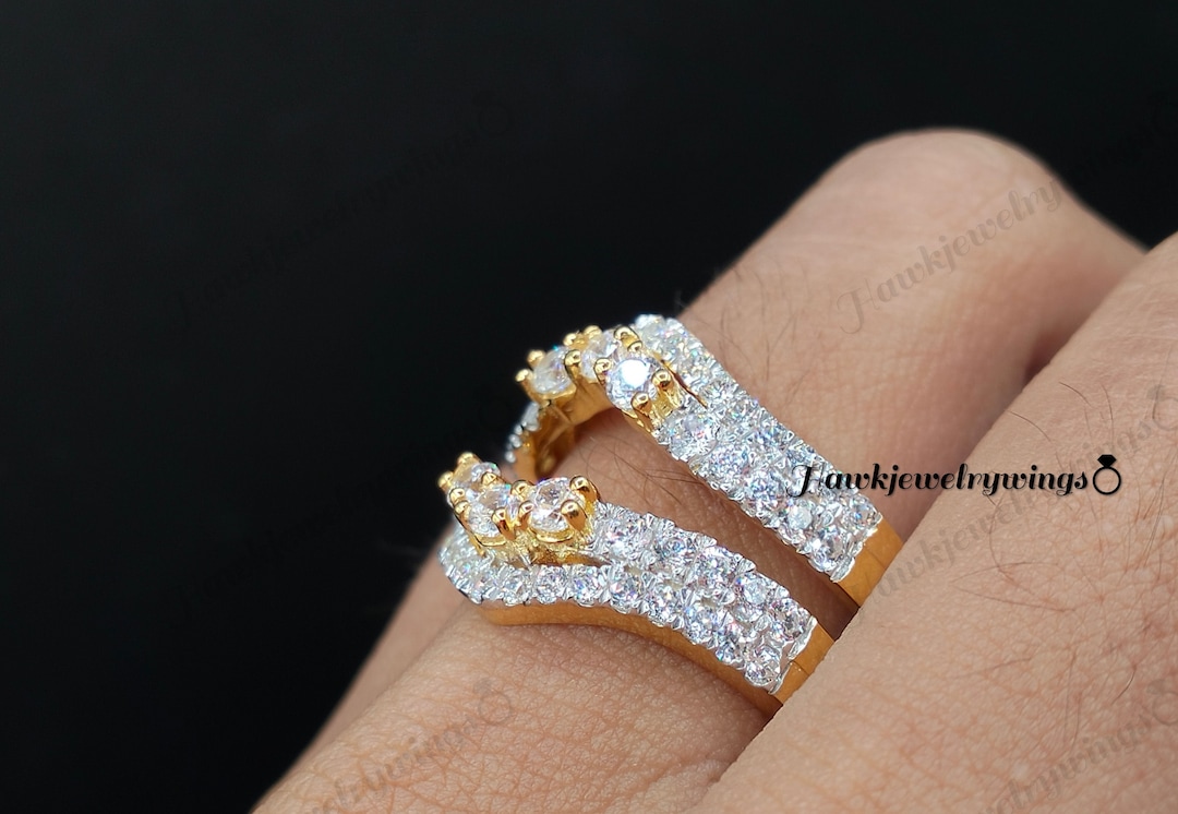 Diamond Band Enhancer Ring, Yellow Gold Over Guard Band, Anniversary ...
