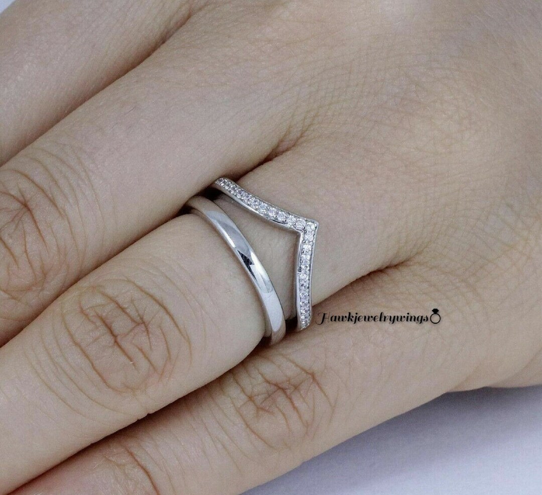 Wrap Enhancer Wedding Ring 14k White Gold Finish / Curved Band Ring ...