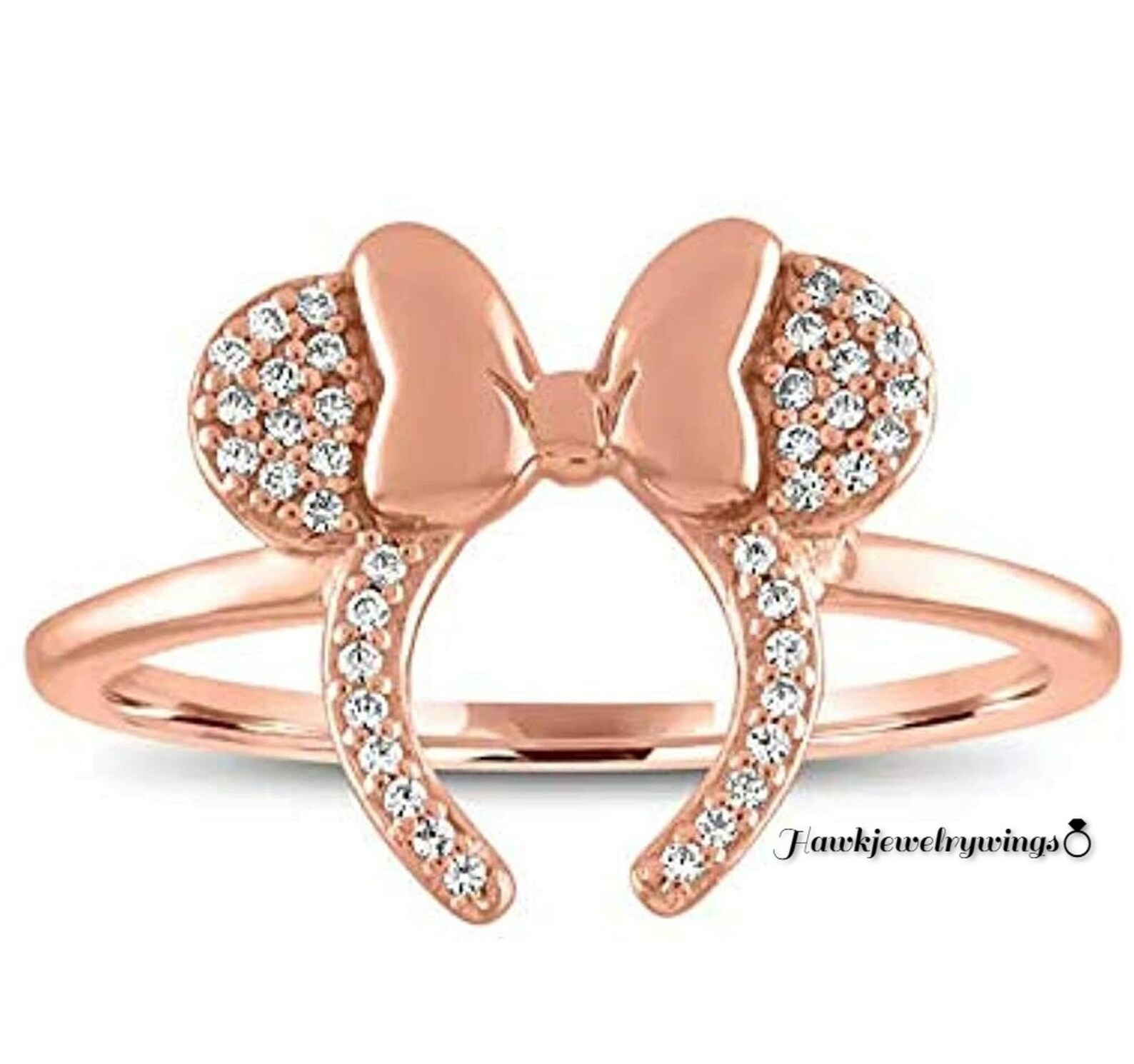 1.00ct Mouse Headband Ring,mickey Mouse & Minnie Mouse Engagement Ring ...