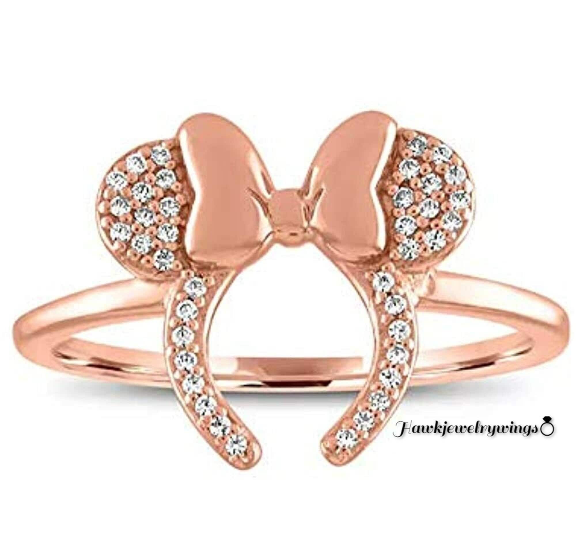 1.00ct Mouse Headband Ring,mickey Mouse & Minnie Mouse Engagement Ring ...
