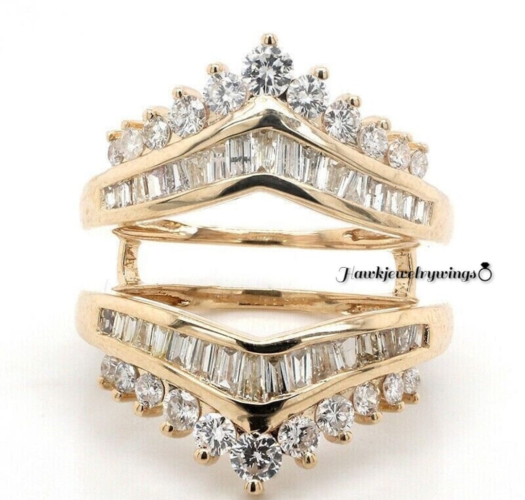 3ct Diamond Wedding Enhancer Wrap Guard Ring 14k Yellow Gold Plated ...