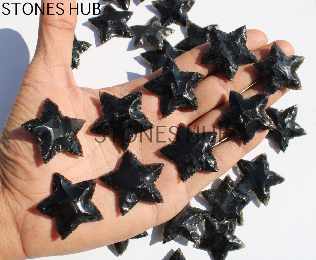 Star Shape! Black Obsidian Cabochon Lots, Obsidian Star Carving ...