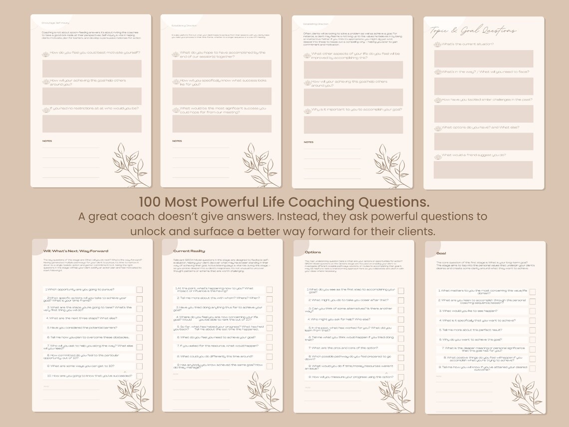 105 Coaching Workbook Template Coaching Worksheet Template - Etsy