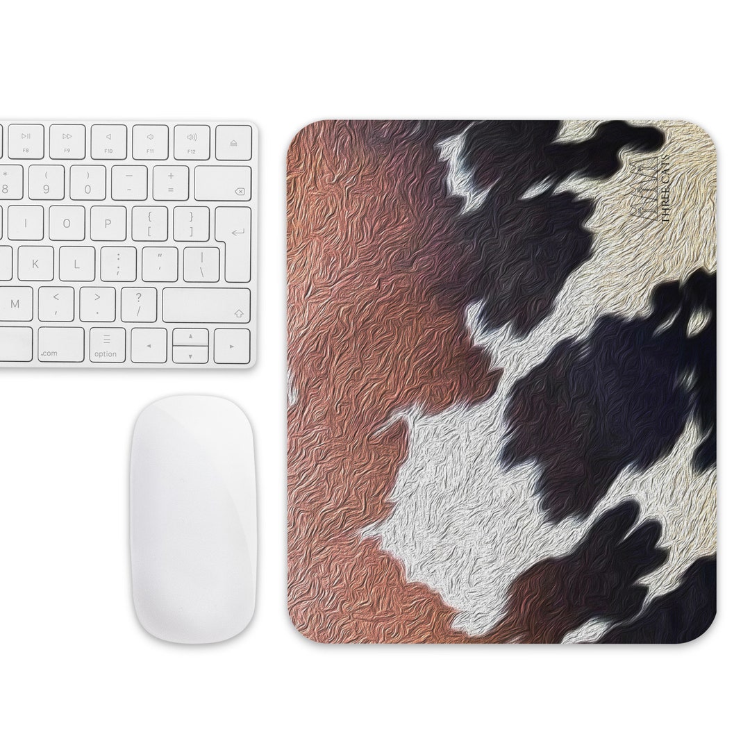 Cow Hide Mouse Pad, Three Cats Brown and White Cow Hide Print Mouse Mat ...
