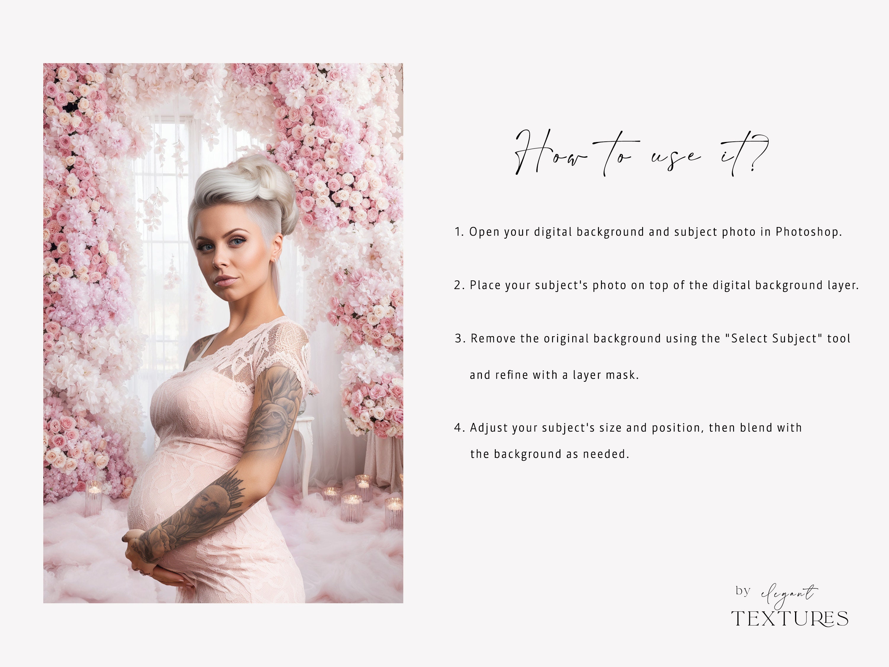 30 Pink Room Backdrops Digital Backdrops Maternity Backdrop Floral ...