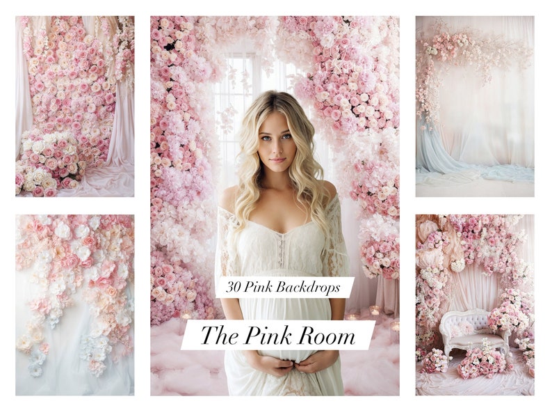 30 Pink Room Backdrops Digital Backdrops Maternity Backdrop Floral ...