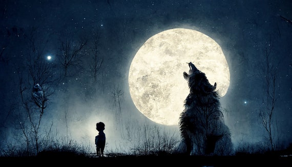 Crying Wolf And Moon