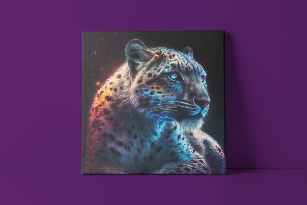 Colorful Snow Leopard Art Print Canvas Art Wall Art - Etsy