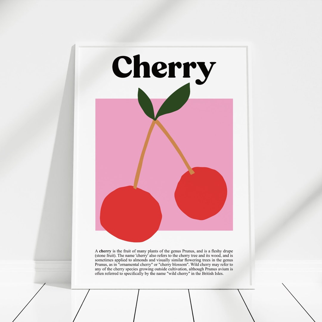Cheery Fruit Print Cheery Poster Digital Download Minimalistic Art ...