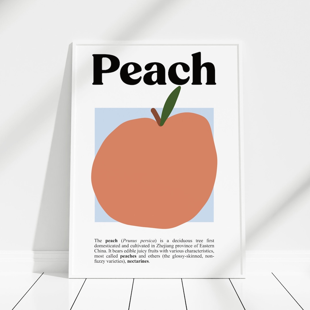 Peach Fruit Print Peach Poster Minimalistic Art Print Peach Wall Art ...