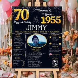 Birthday Chalkboard Sign, 70th Birthday Gift, Custom Birthday Board ...