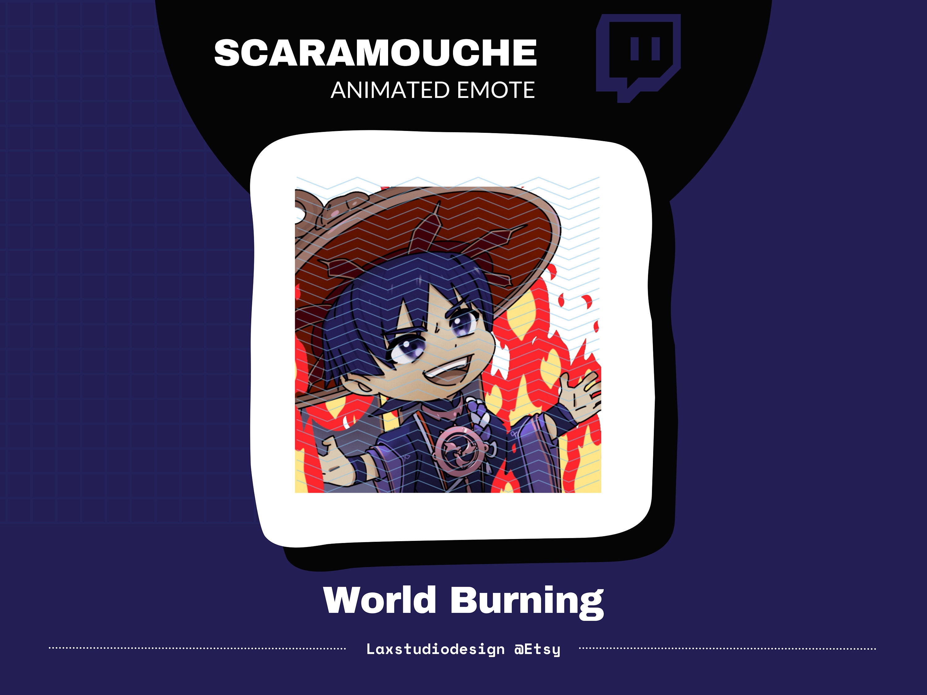 Scaramouche Genshin Impact Hand Drawn Animated Emote world - Etsy