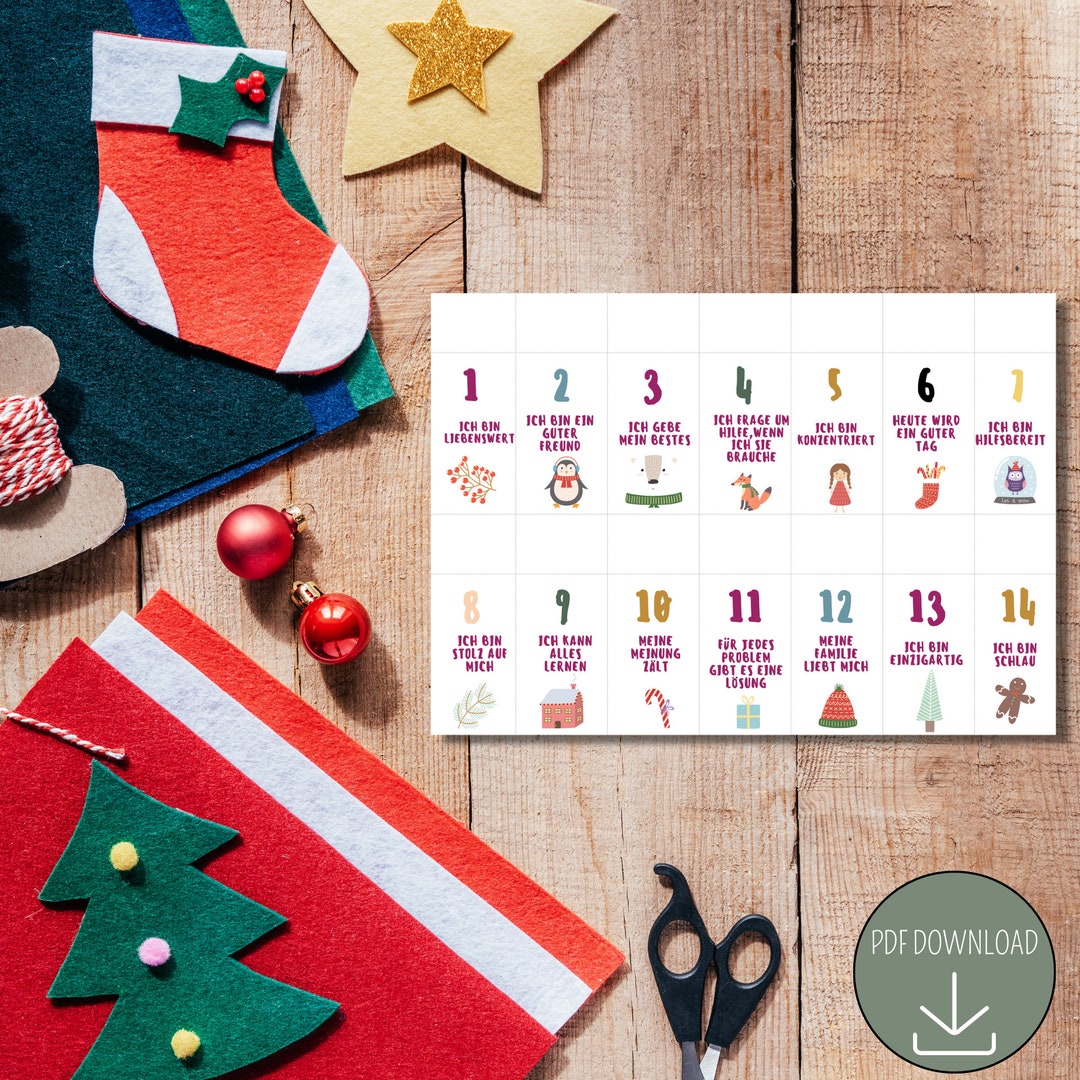 Mindfulness Advent Calendar for Printing as a PDF Document A4 - Etsy