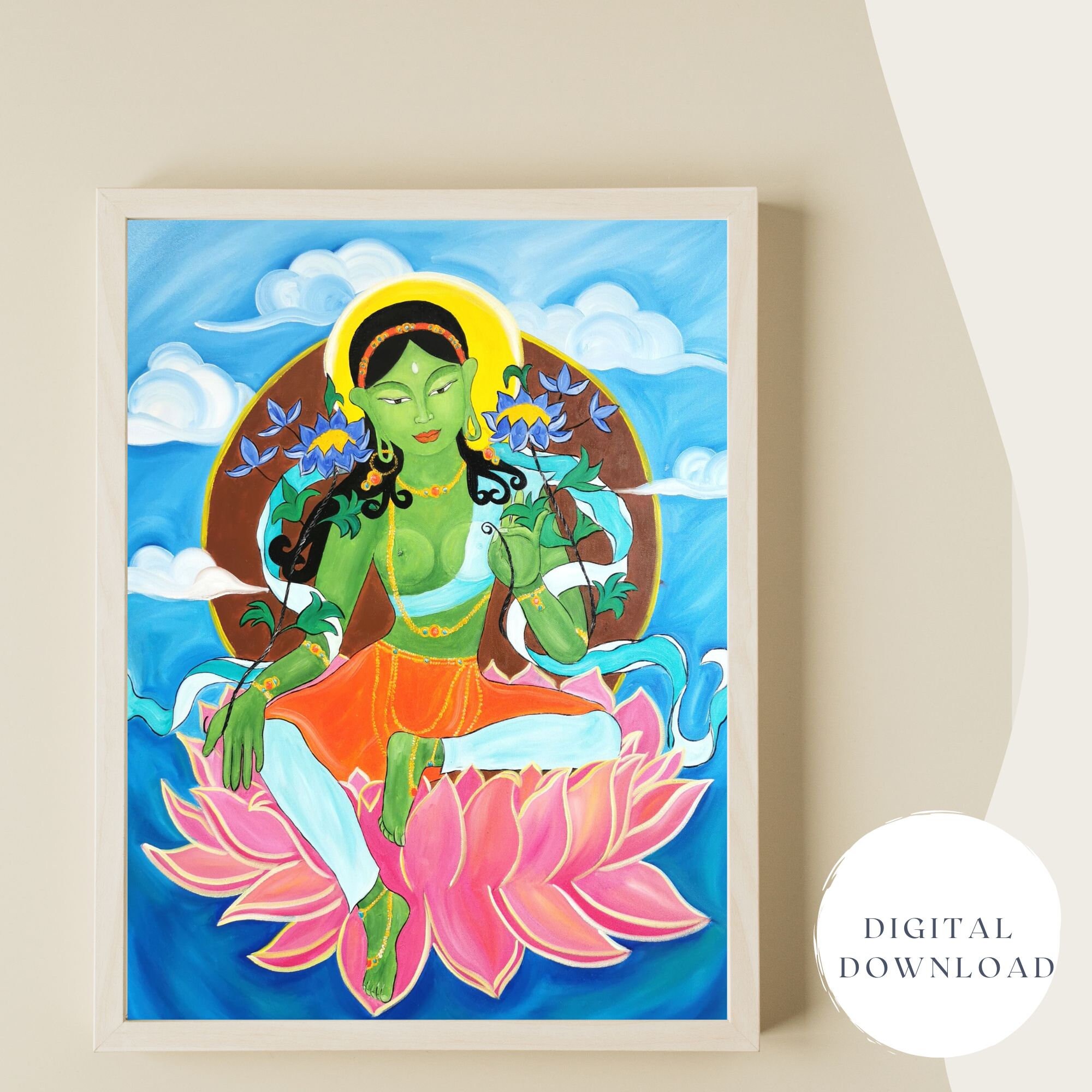 Green Tara Wall Art, Printable Green Tara, Wall Art Print, Tara ...