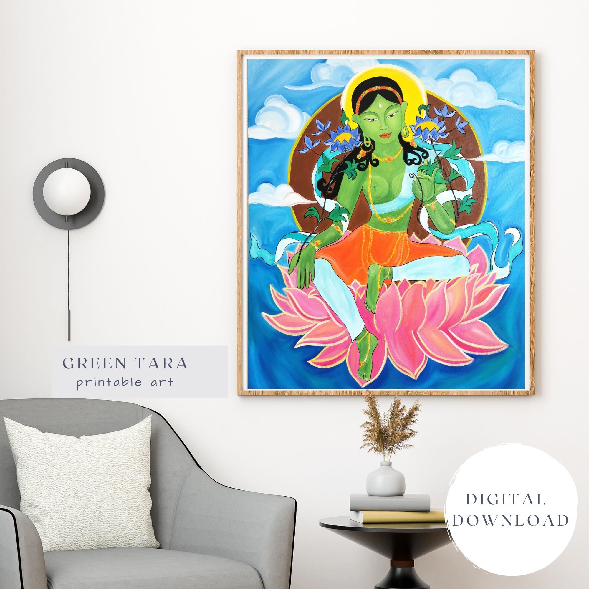 Green Tara Wall Art, Printable Green Tara, Wall Art Print, Tara ...