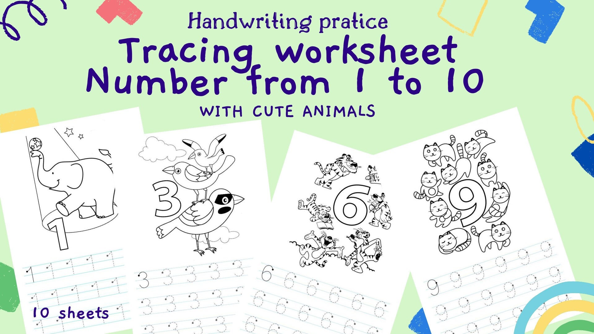 Tracing and Coloring Handwriting Practice Numbers 1-10 Printable ...