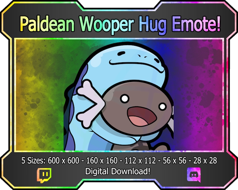 Paldean Wooper | Quagsire Hug Emote! Twitch | Discord - Etsy