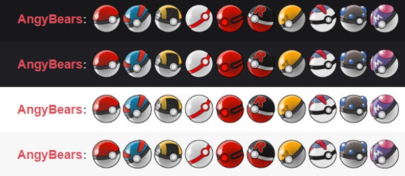 Pokeball Variety Bundle! (10 Pack) Emotes & Sub / Bit Badges for Twitch ...