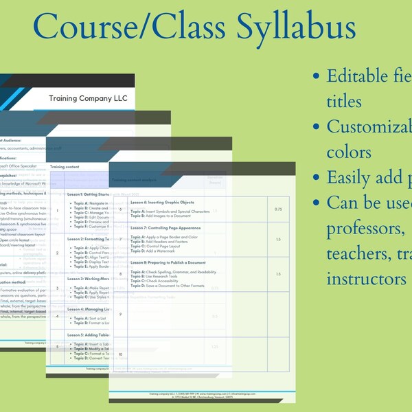 Class Syllabus Canva Template Etsy