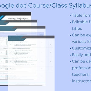 Class Syllabus Template for Google Docs - Etsy