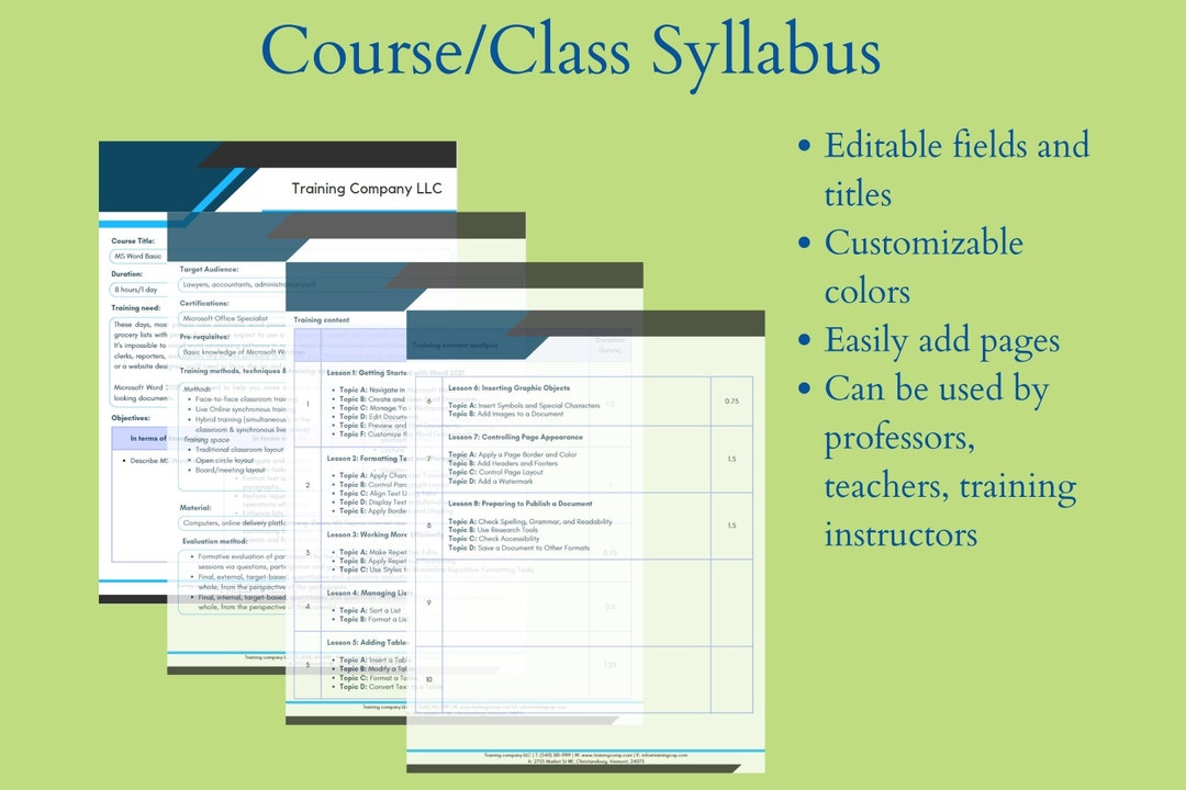 Canva Class Syllabus Template - Etsy