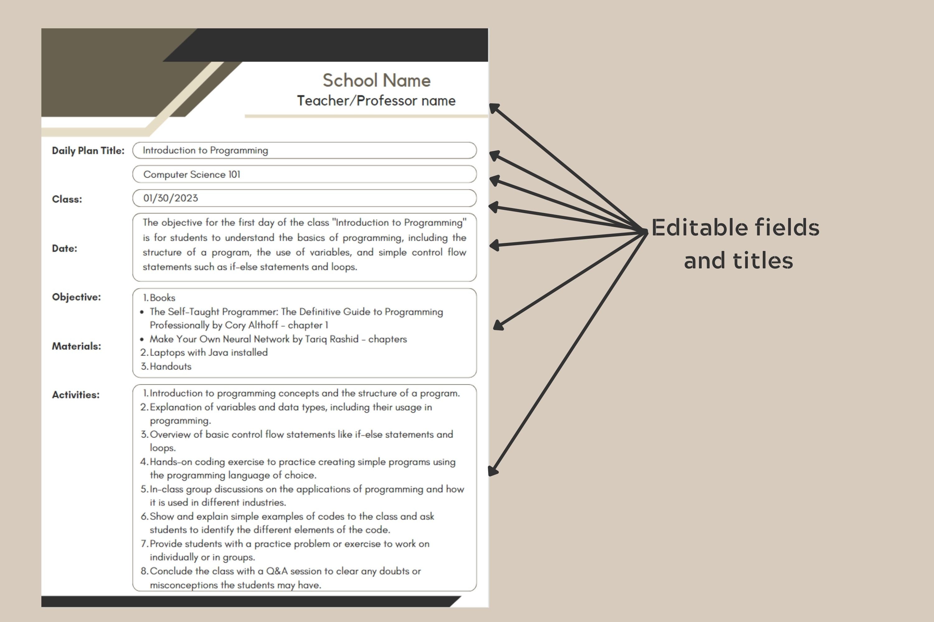 Lesson Plan Canva Template - Etsy