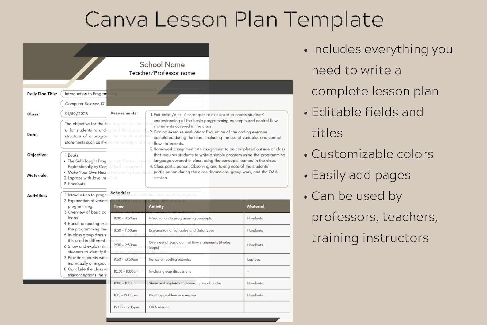 Lesson Plan Canva Template - Etsy