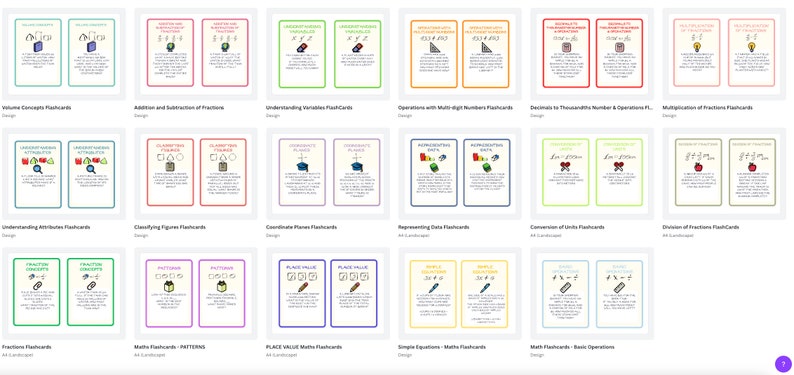 Math Flashcards: 170 Customizable Canva Flash Cards for Fifth Grade ...