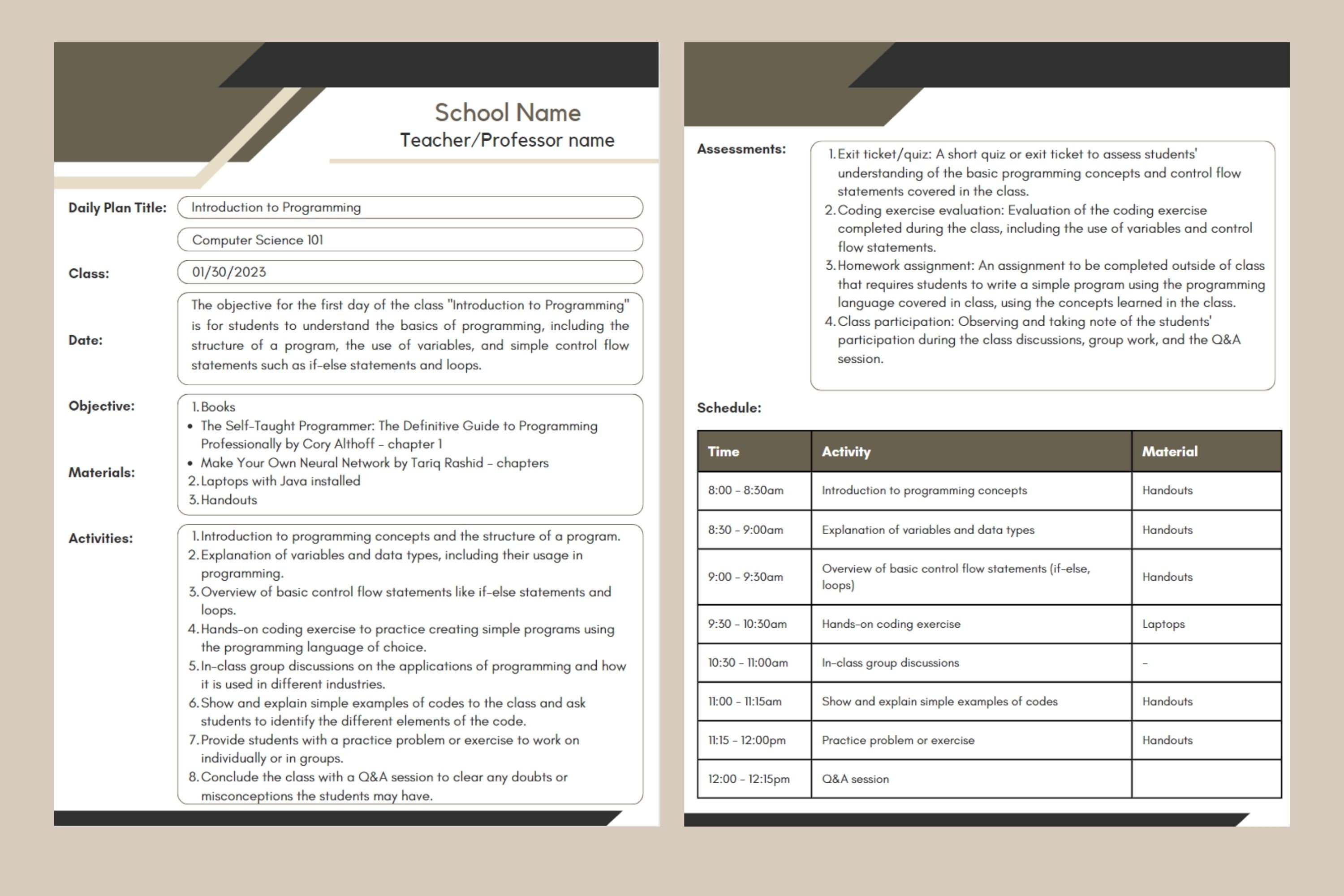 Lesson Plan Canva Template - Etsy