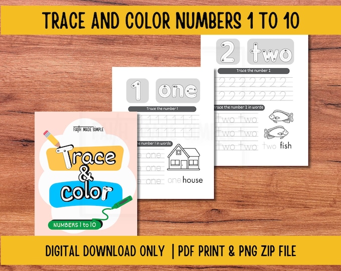 Printable Numbers 1-50 Tracing Worksheets: Homeschool Kindergarten (PDF ...