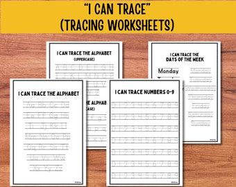 Tracing Worksheet Set: Alphabet, Numbers, Shapes (PDF) - Etsy