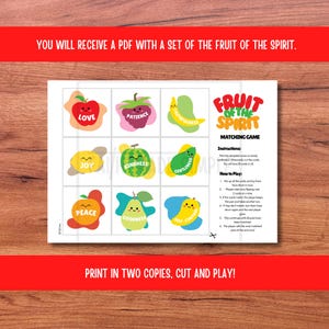 Fruit of the Spirit Matching Game, Memory Game, Galatians 5:22-23 ...