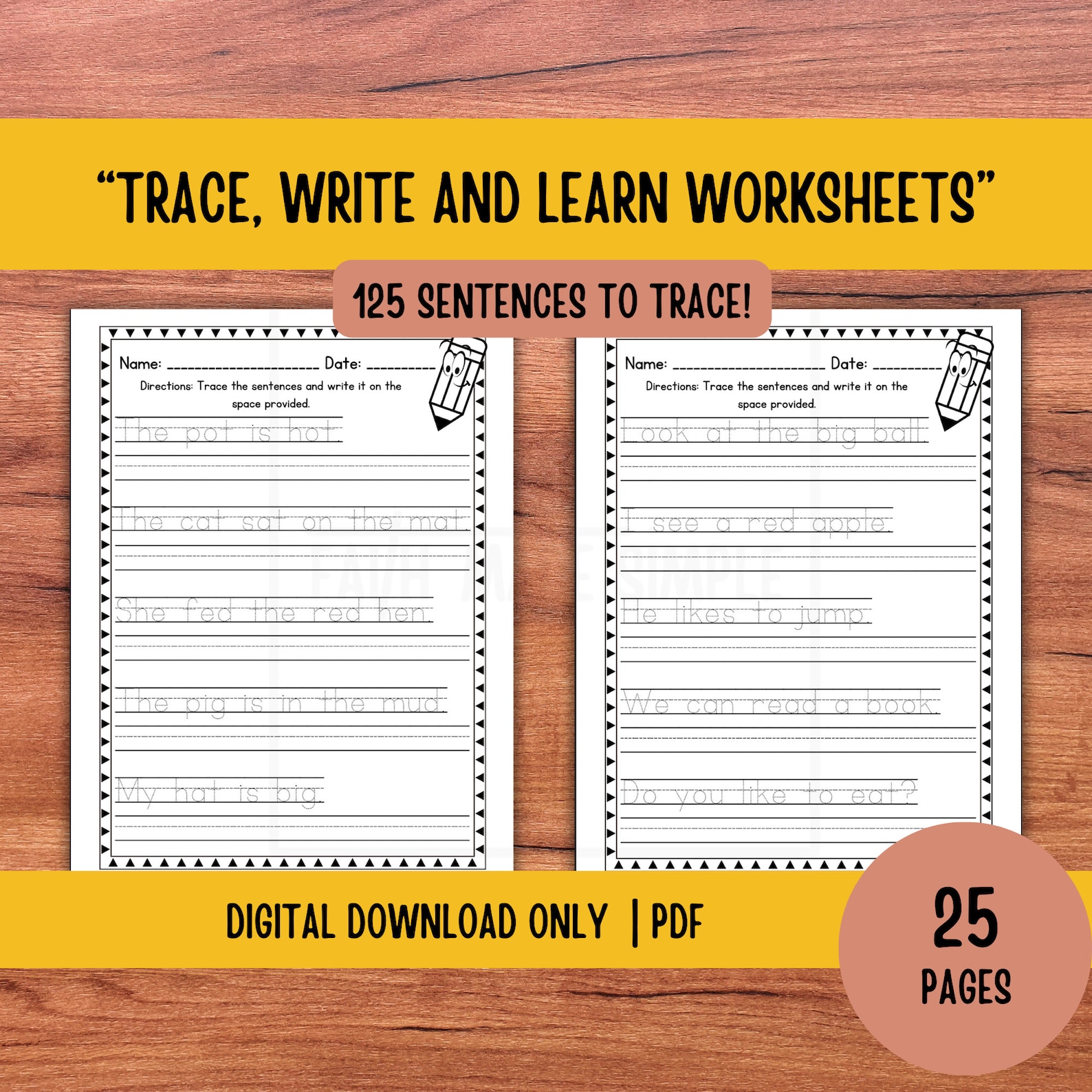25 Tracing Sentences Worksheets for Kids, Learn Sentence Structure ...