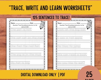 Trace, Write & Color, Tracing Sentences Worksheets for Kids, Writing ...