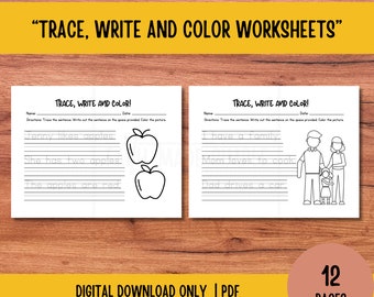 Trace, Write & Color, Tracing Sentences Worksheets for Kids, Writing ...
