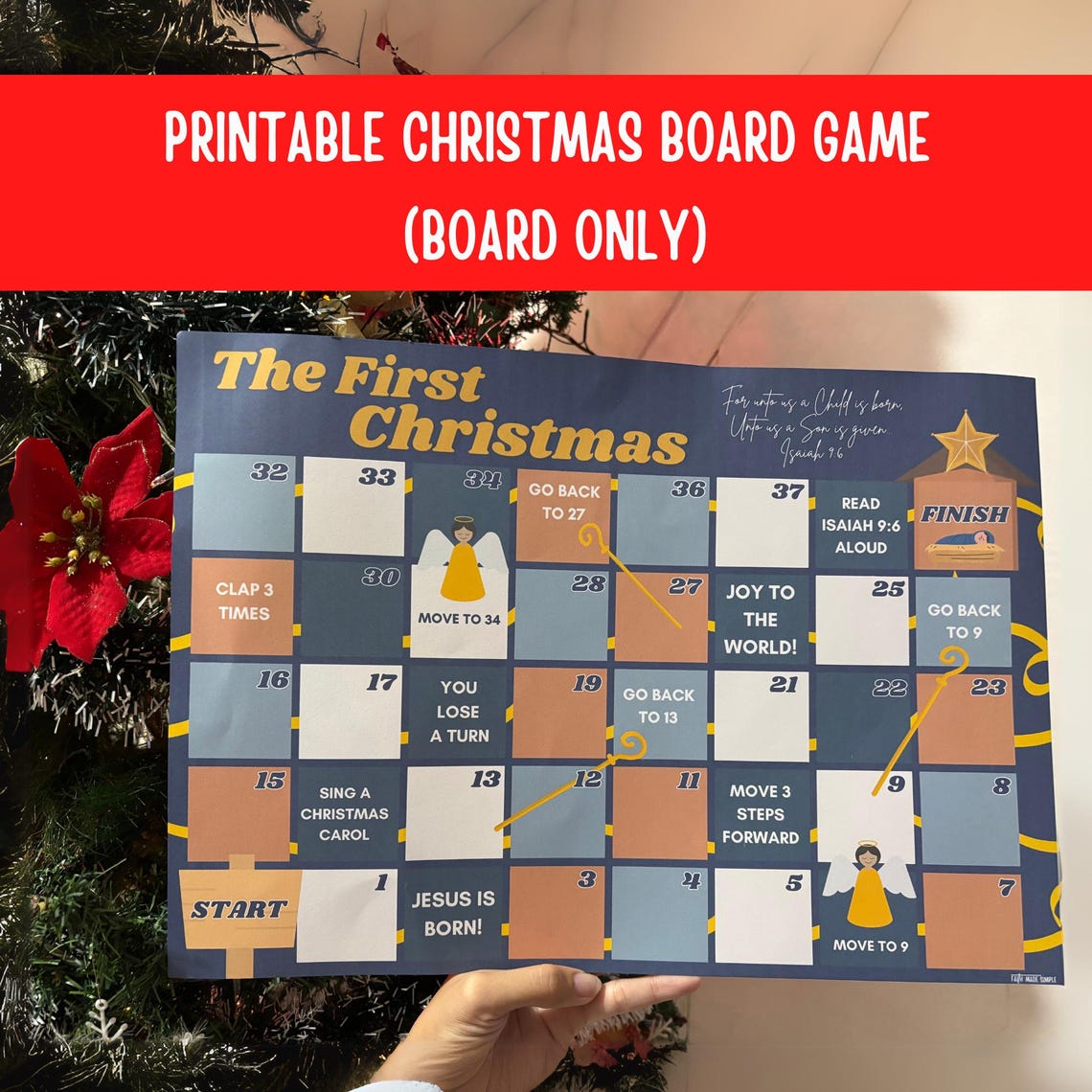 Printable Christmas Board Game - BOARD ONLY, Family Christmas Games ...