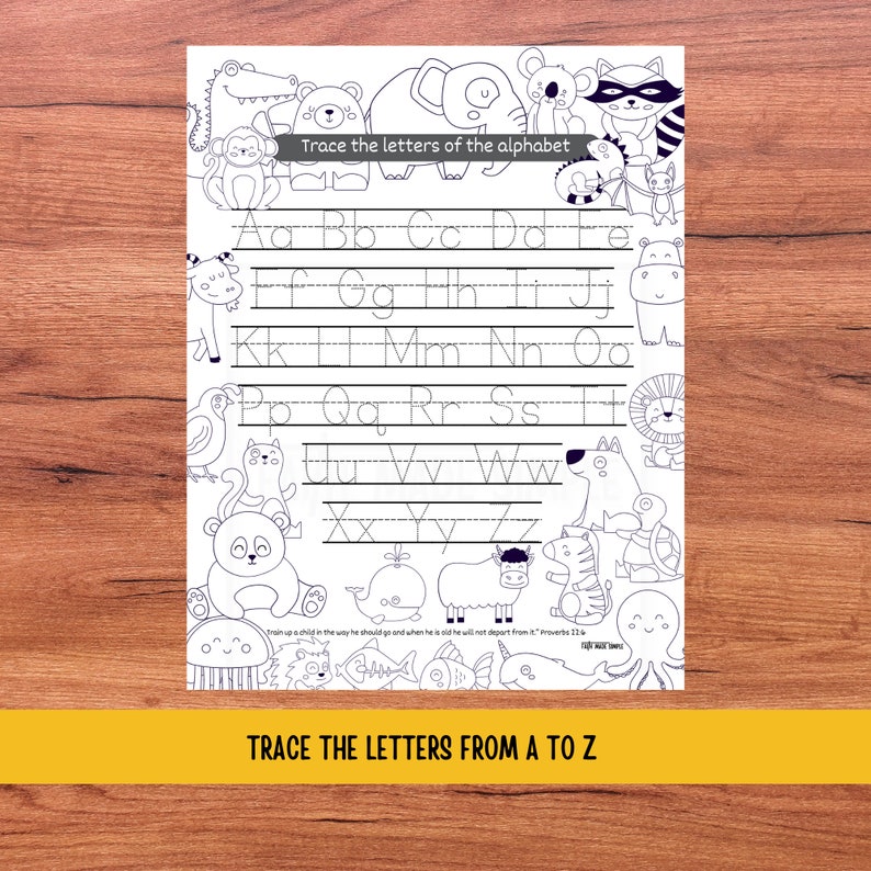 Trace the Alphabet Animals, Printable Letter Tracing Worksheets - Etsy