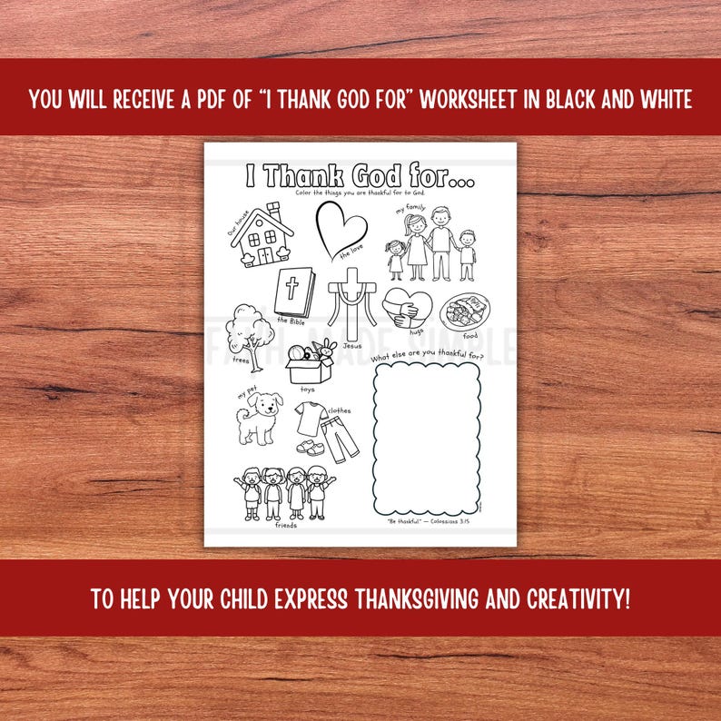 I Thank God for Worksheet | Thanksgiving Printable Activity for Kids ...