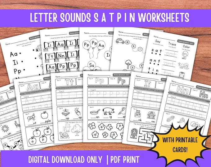 Editable SATPIN Pack With Sound Button Flashcards and Matching Initial ...