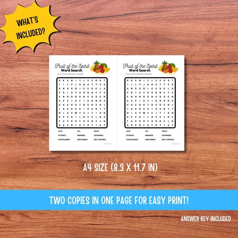 Fruit of the Spirit Word Search, Sunday School Activity (PDF) - Etsy