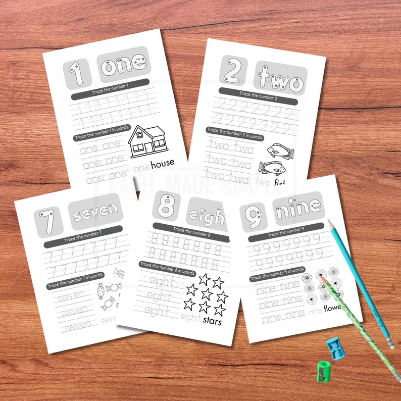 Number Tracing Worksheets, Tracing Numbers 1 to 10, Printable Traceable ...
