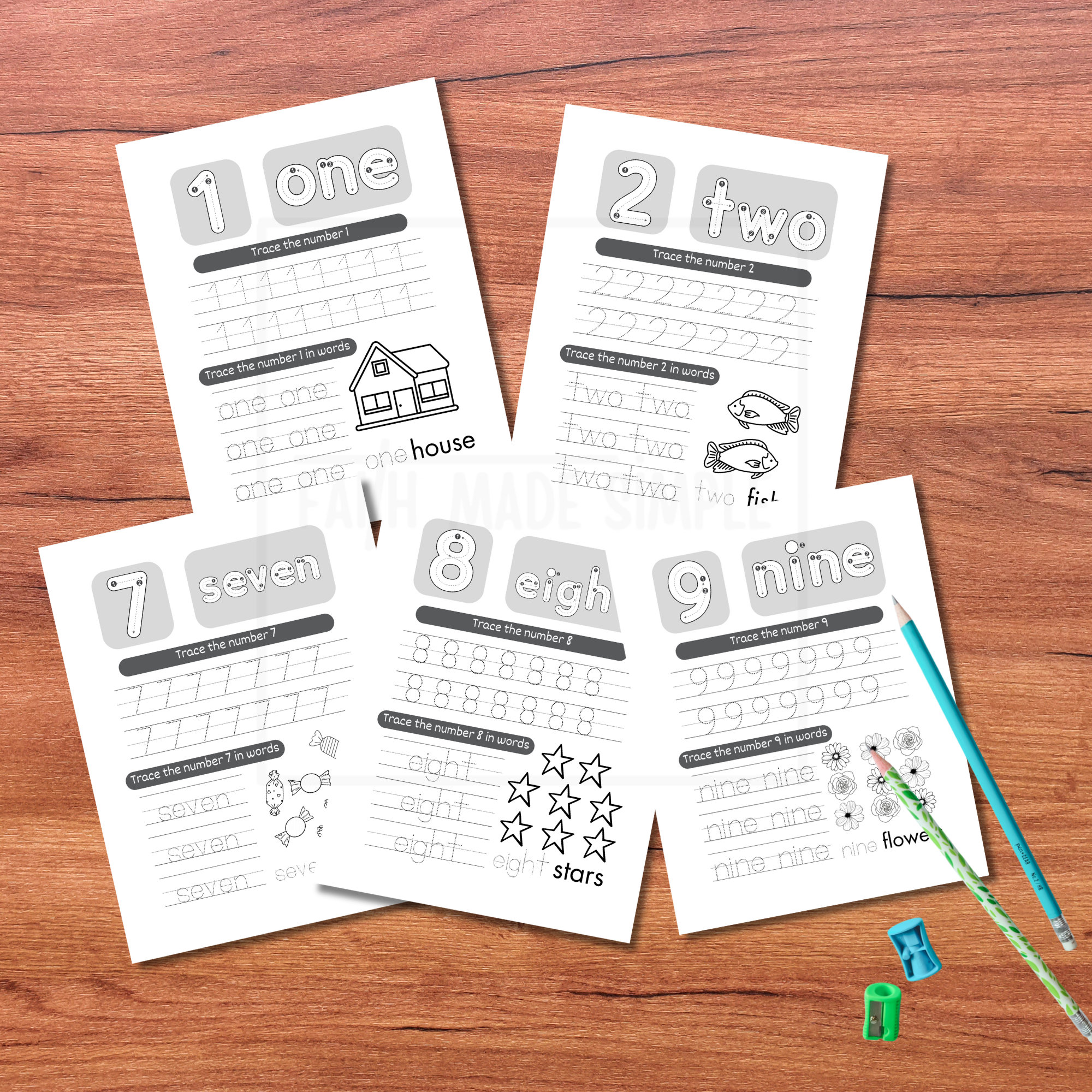 Trace and Color Numbers 1 to 10, Number Tracing, Number Writing ...