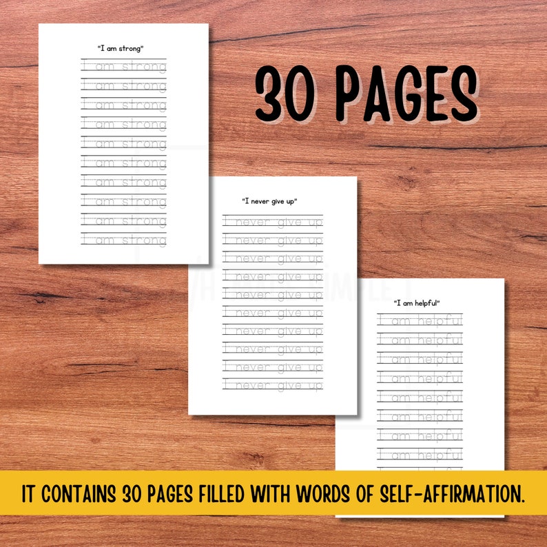 Tracing Affirmation Worksheets: Handwriting Practice for Kids (PDF) - Etsy