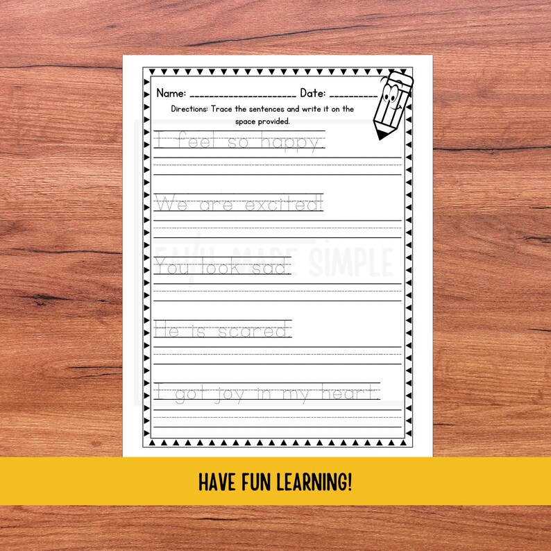 25 Tracing Sentences Worksheets for Kids, Learn Sentence Structure ...
