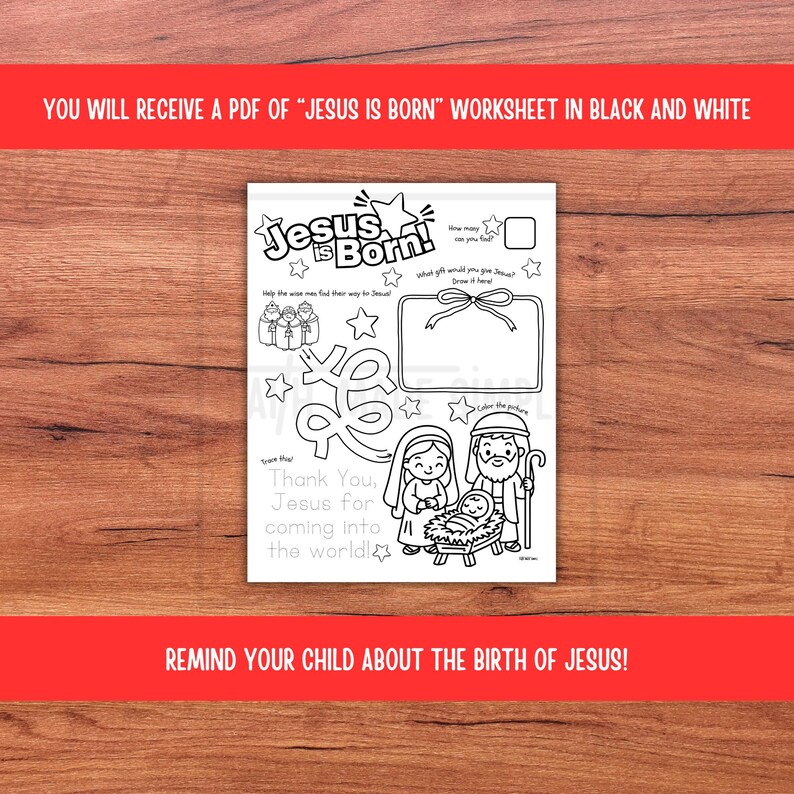 Jesus is Born Worksheet: Christmas Activity Pages for Kids (PDF) - Etsy
