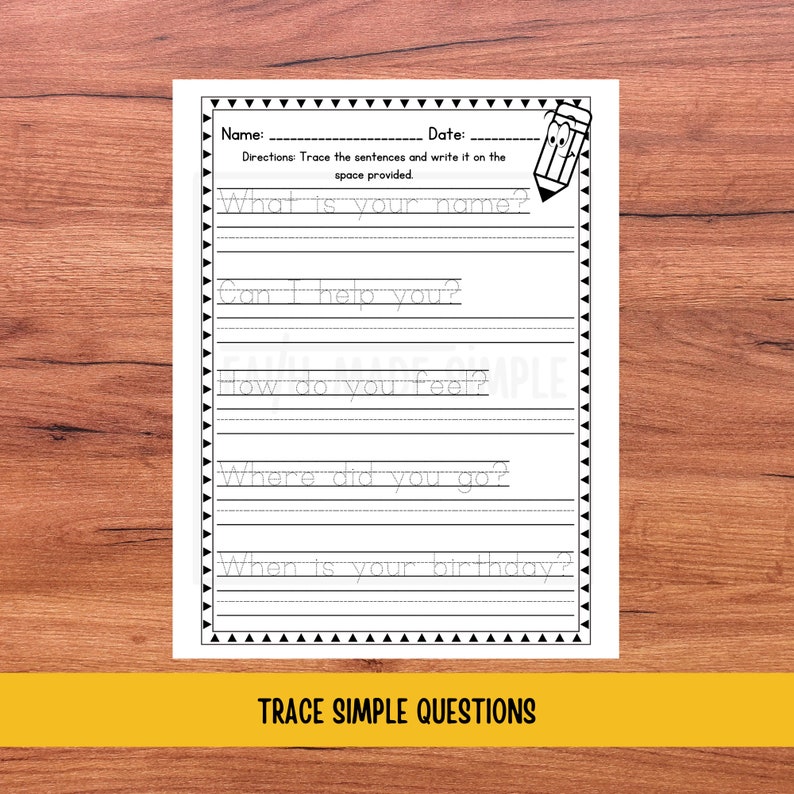 25 Tracing Sentences Worksheets for Kids, Learn Sentence Structure ...