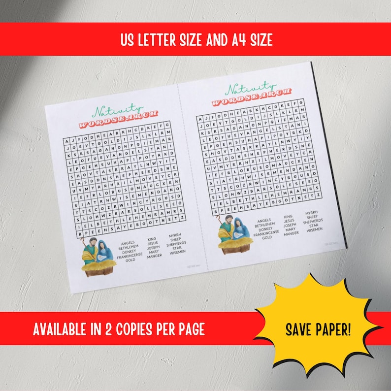 Printable Nativity WORDSEARCH, Christmas Worksheets, Christmas Activity ...