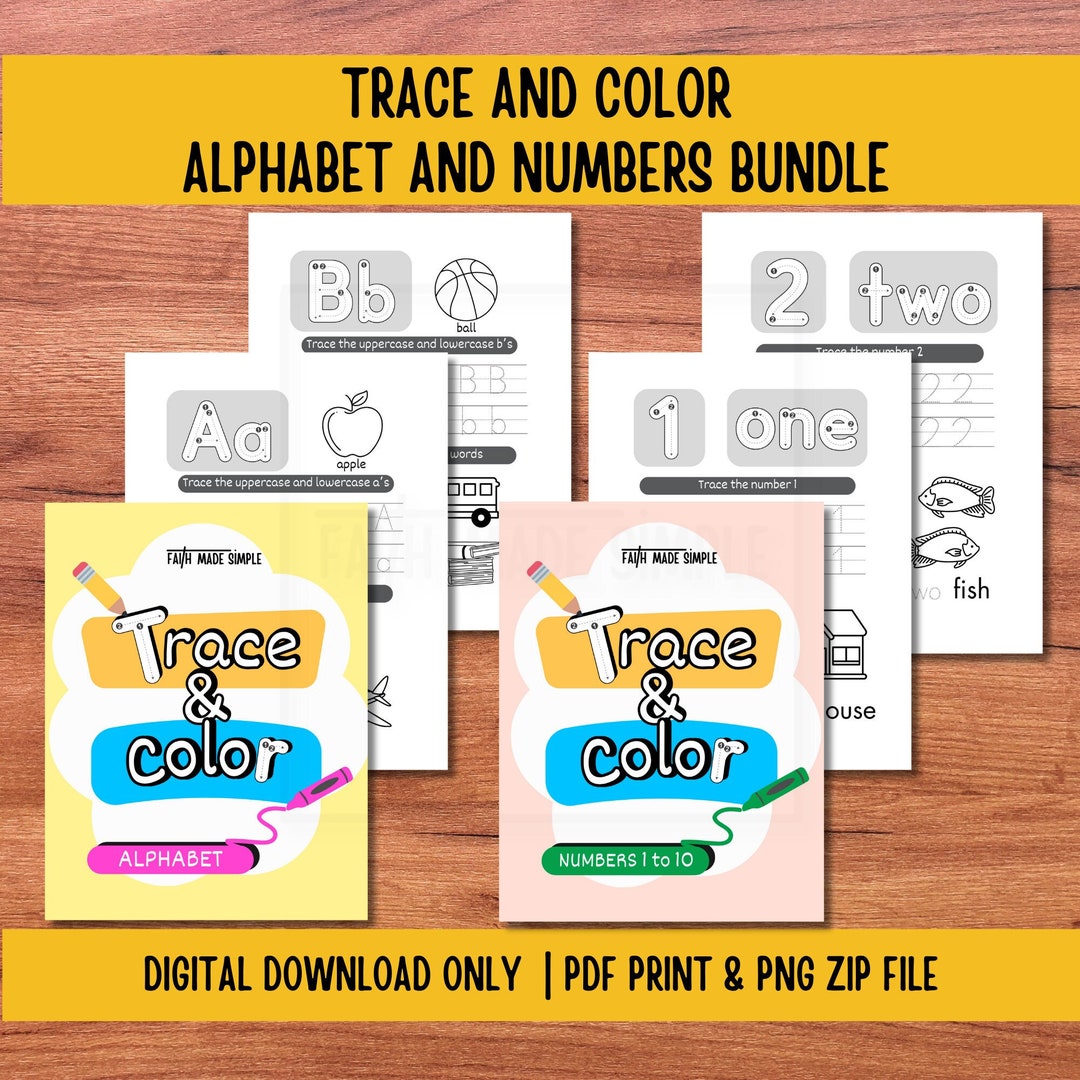 Trace and Color Bundle, Traceable Letters and Numbers, Alphabet Writing ...