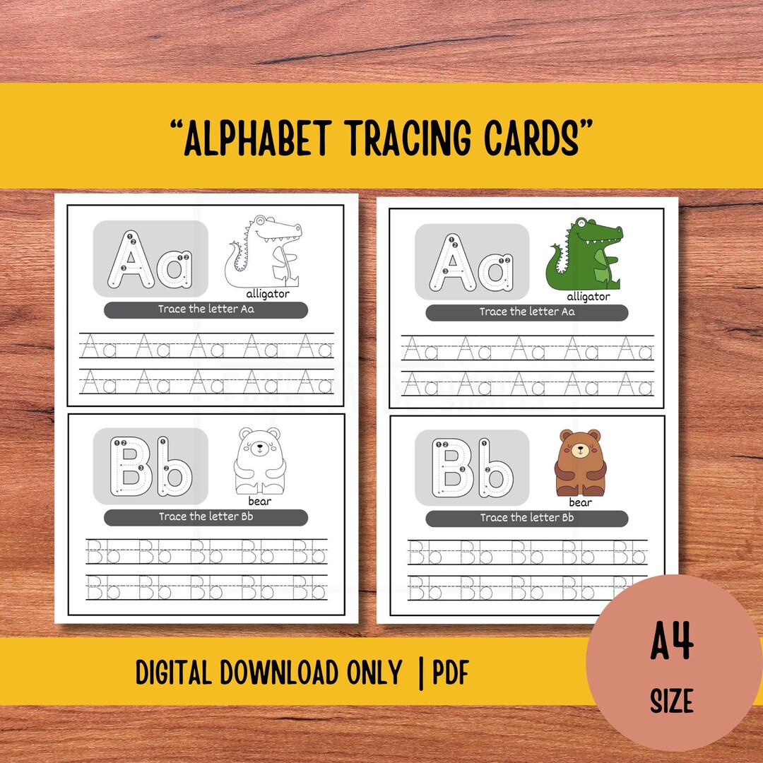 Alphabet Tracing Cards: Printable Letter Practice (PDF) - Etsy